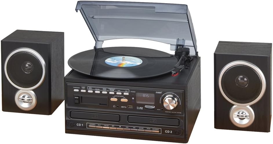 Zennox Multi Function Hi-Fi Music System Turntable, Compact Record ...