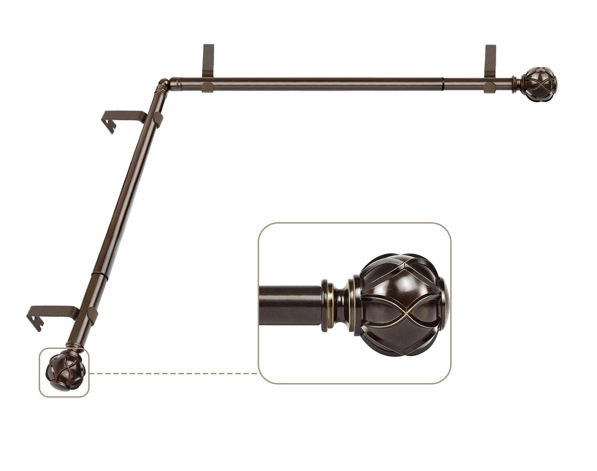 Amazon.com: KAMANINA Bronze Corner Curtain Rods for Windows 48 to 84 ...