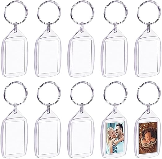 Lahviuu Photo Keyrings, 10 pcs Clear Acrylic Keyring Double Sided Blank ...