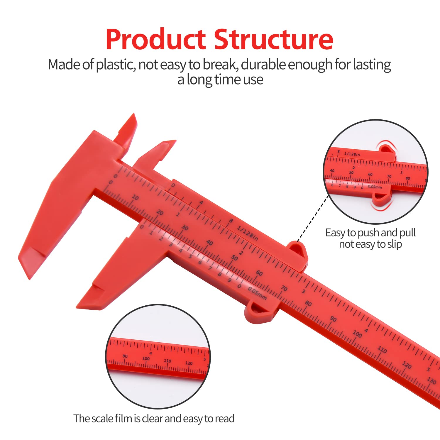 Snapklik.com : 20 Pack Mini Plastic Caliper, 6in/150mm Vernier Caliper ...