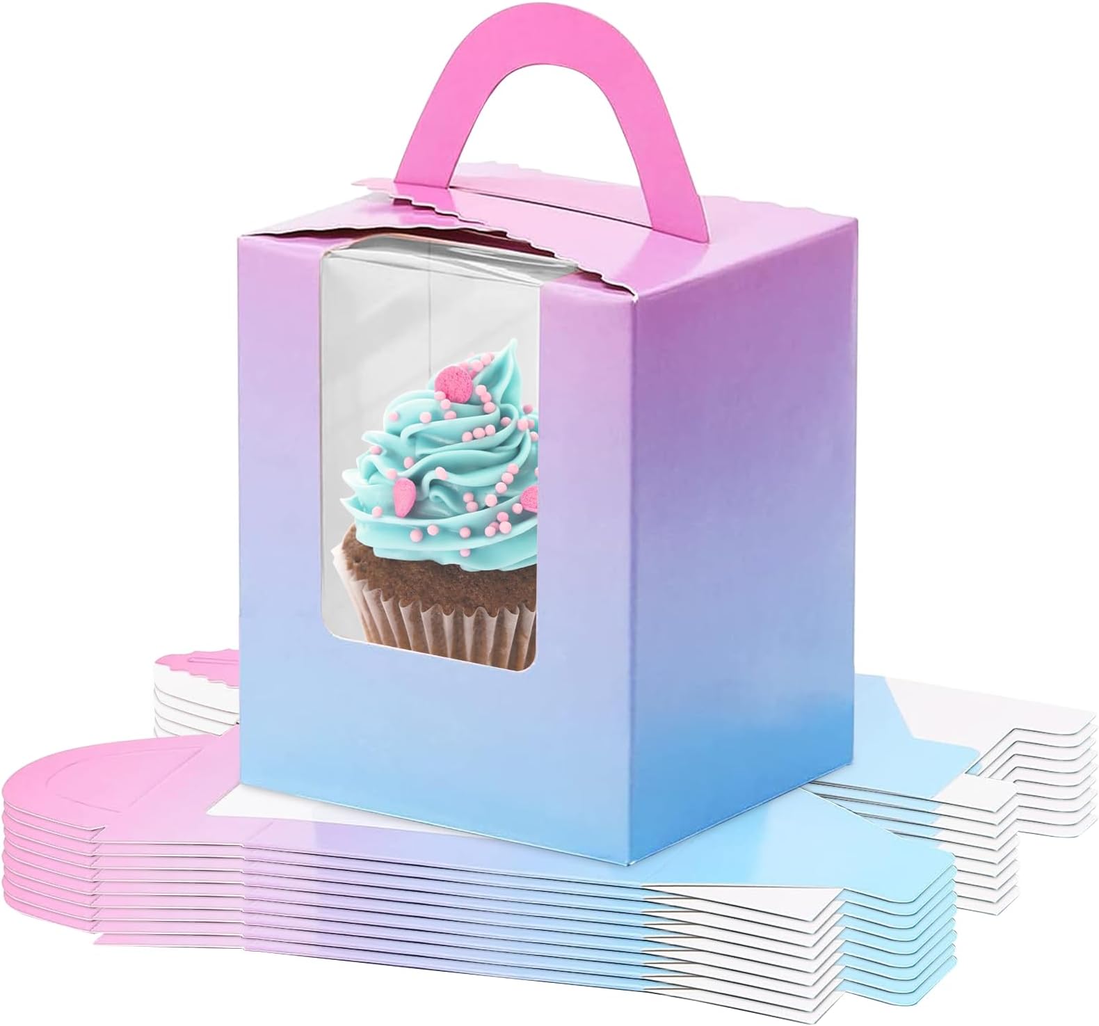 12pk White Cupcake Boxes Single | 9x9x9cm Single Cupcake Boxes With ...