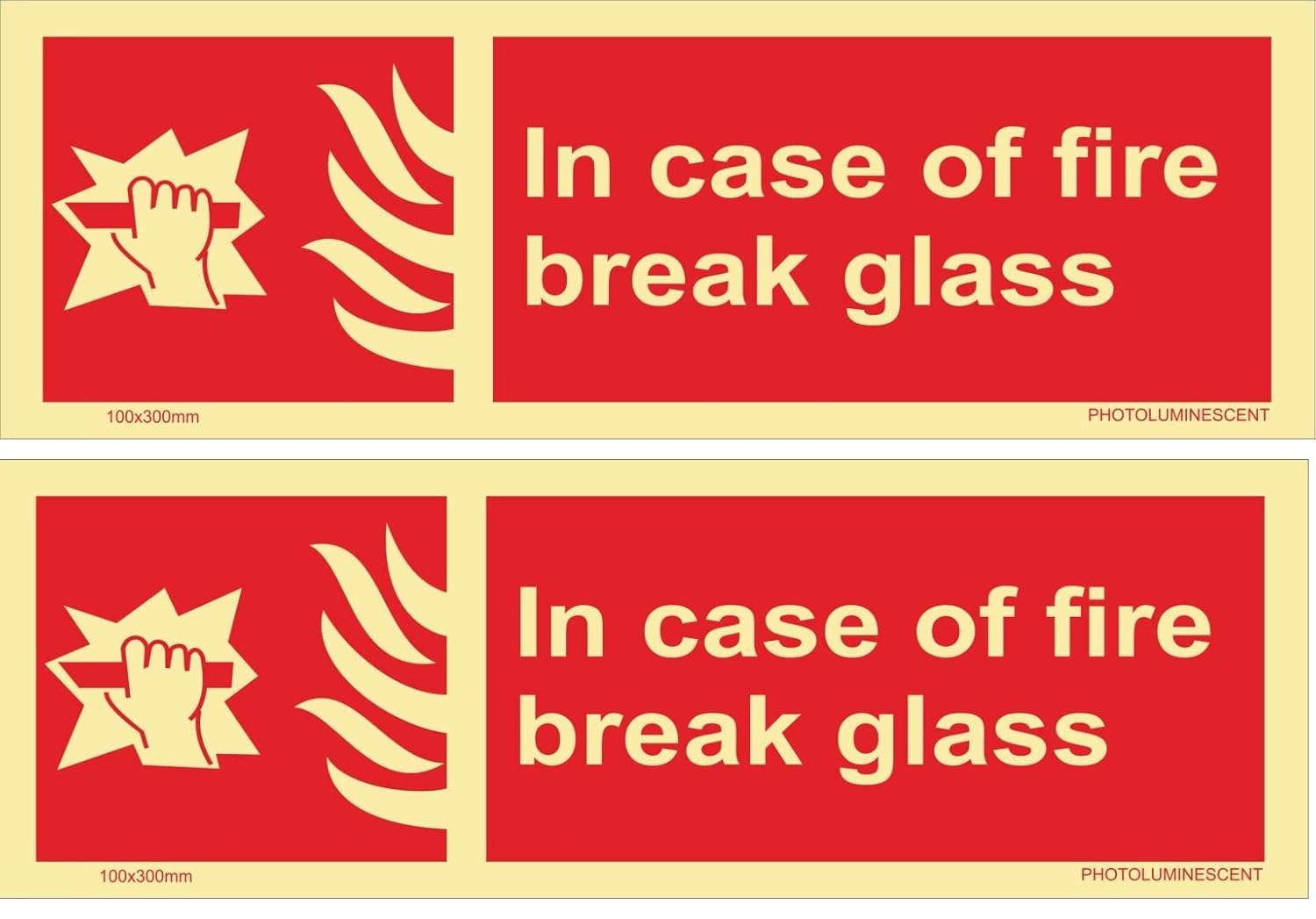 K T I® Auto Glow Signage for IN CASE OF FIRE BREAK GLASS Sign Board ...
