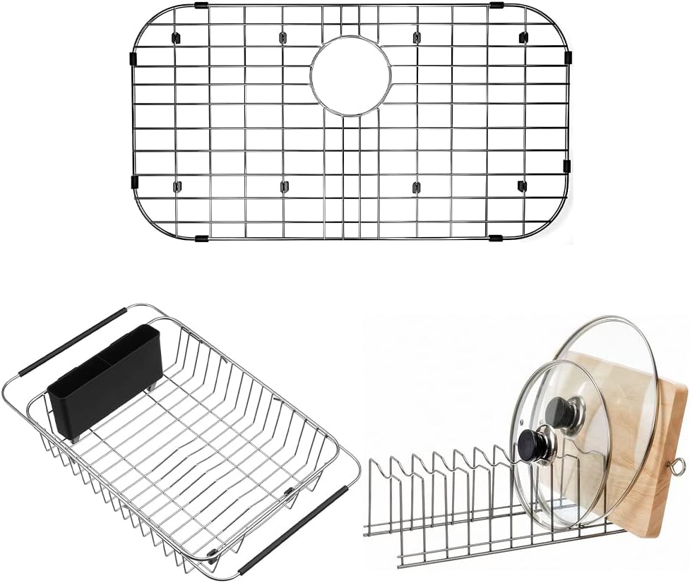 Amazon.com: SANNO 26" L X 14" W Sink Grid Sink Protector, Stainless ...