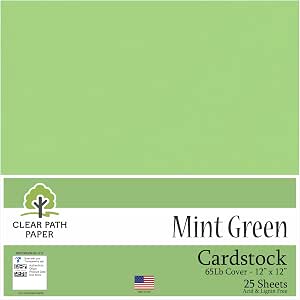 Mint Green Cardstock - 12 x 12 inch - 65Lb Cover - 25 Sheets - Clear ...