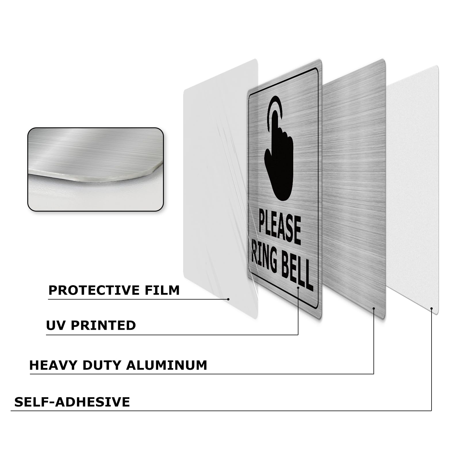Snapklik.com : Please Ring Bell Signs 6 6 Inches Aluminum Self-Adhesive ...