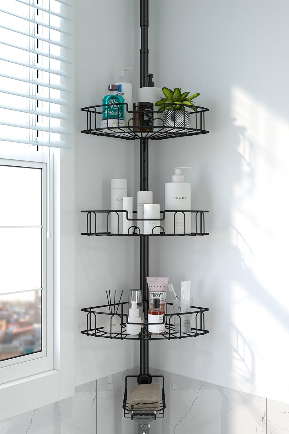 Snapklik.com : Corner Shower Caddy Tension Pole, Rustproof Stainless ...