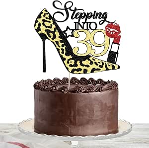 Amazon.com: Stepping Into 39 Cake Topper,Funny 39th Birthday Party ...