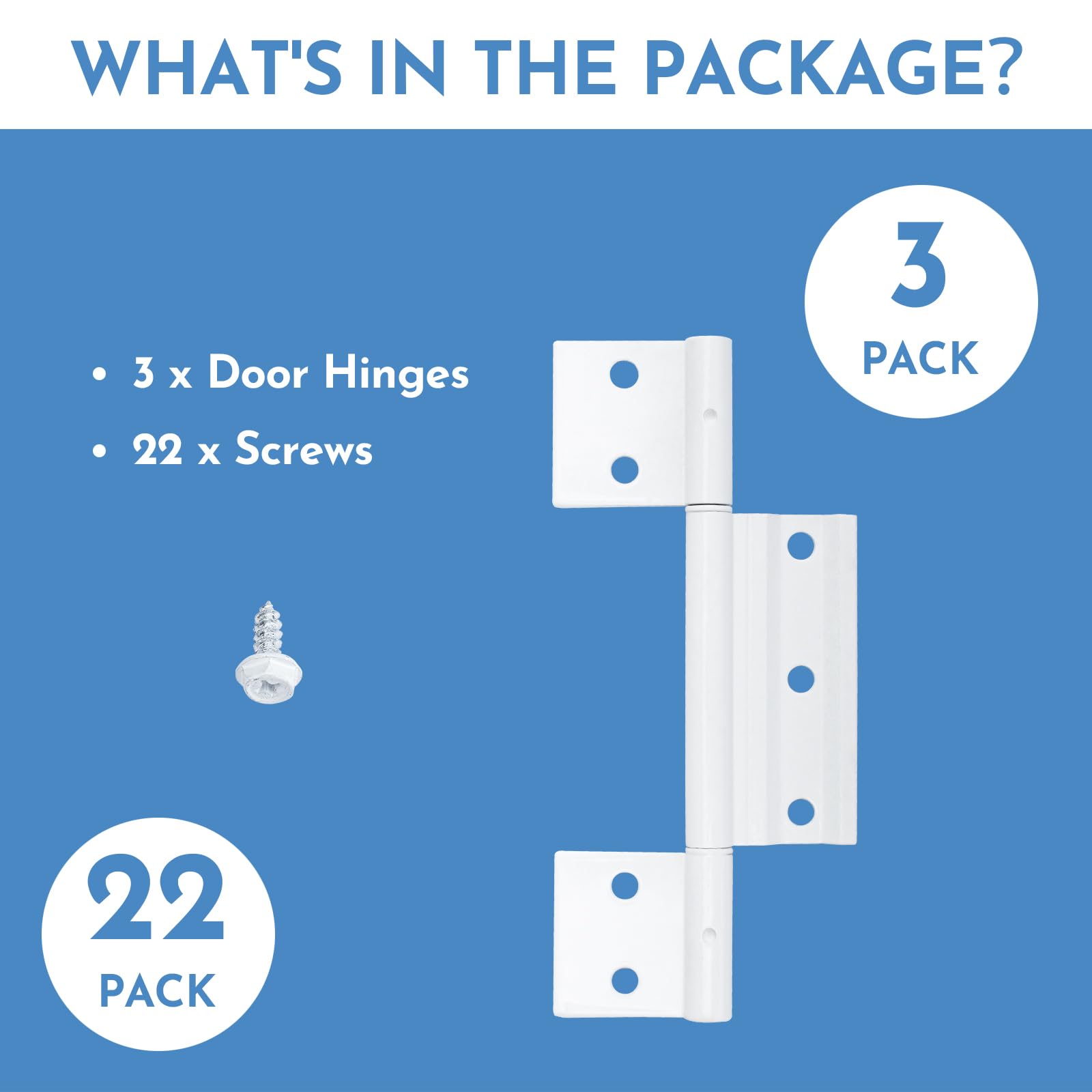 Snapklik.com : 3Pack Screen Door Hinges, White Aluminum 1/8 In Grooved ...