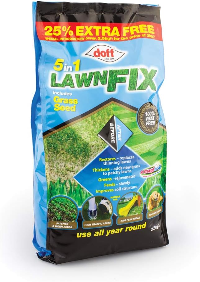 Doff Lawn Fix 5 in 1 Formula Restore Revive Repair Grass Seed Mix Peat ...