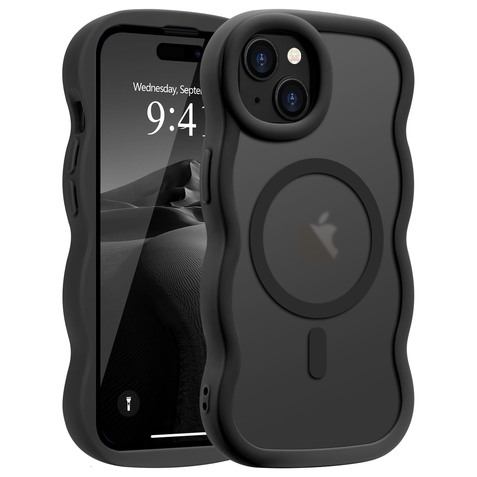 Amazon.com: Pepmune for iPhone 15 Case, Curly Wavy Frame Hard Translucent Matte Clear Back Cover ...