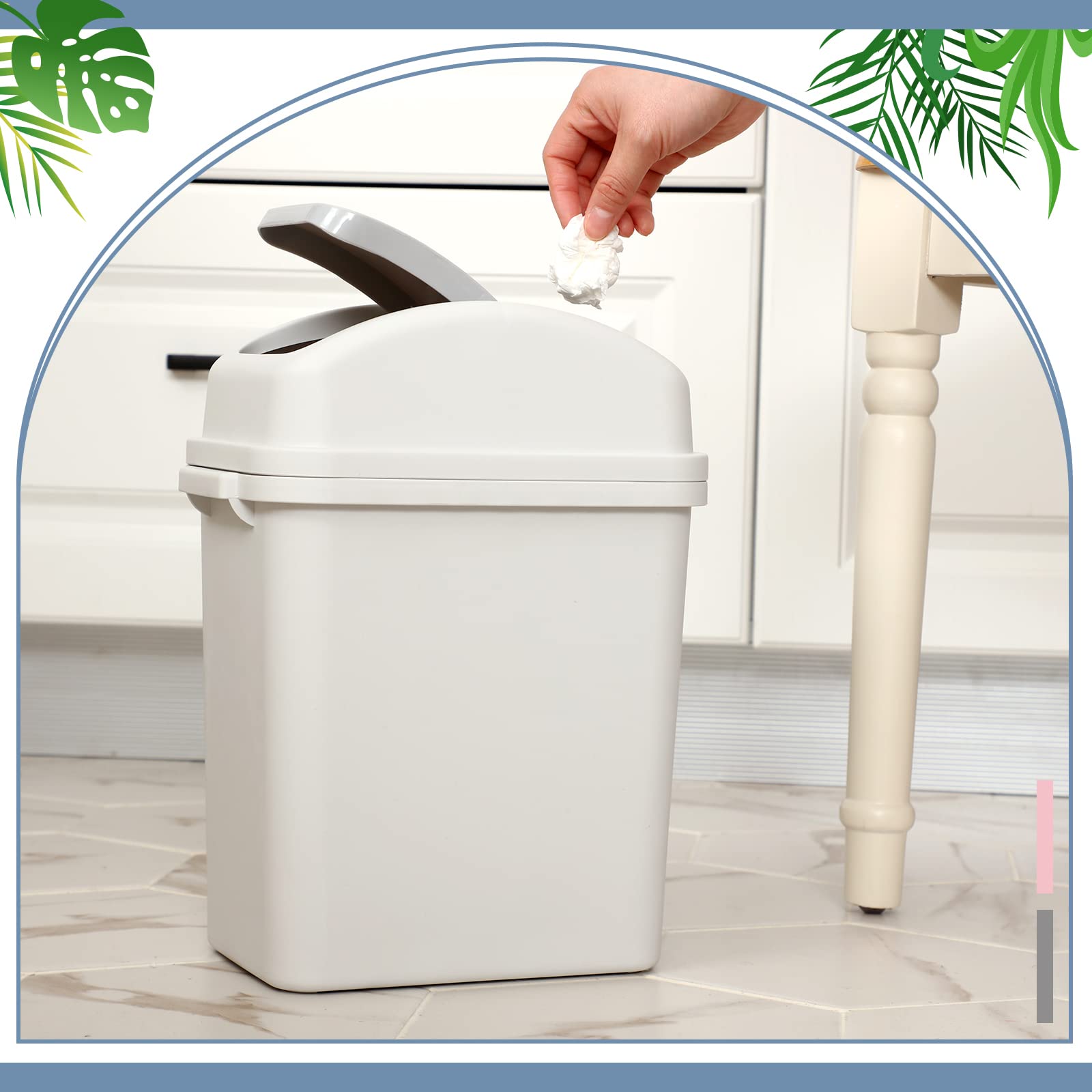 Snapklik.com : Sumind 2 Pcs 1.8 Gallon Bathroom Trash Can