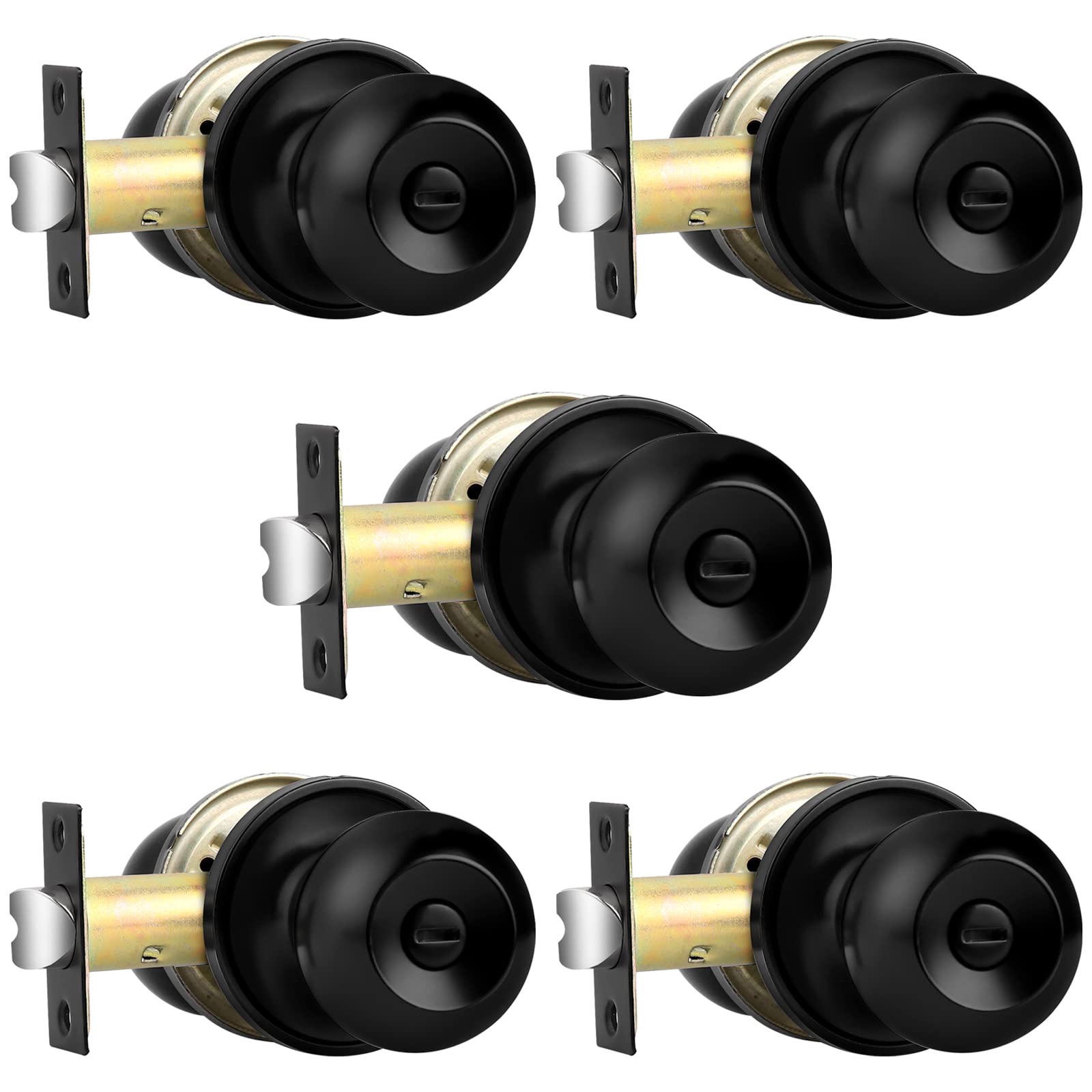 Snapklik.com : Probrico Matte Black Ball Privacy Interior Door Knobs ...