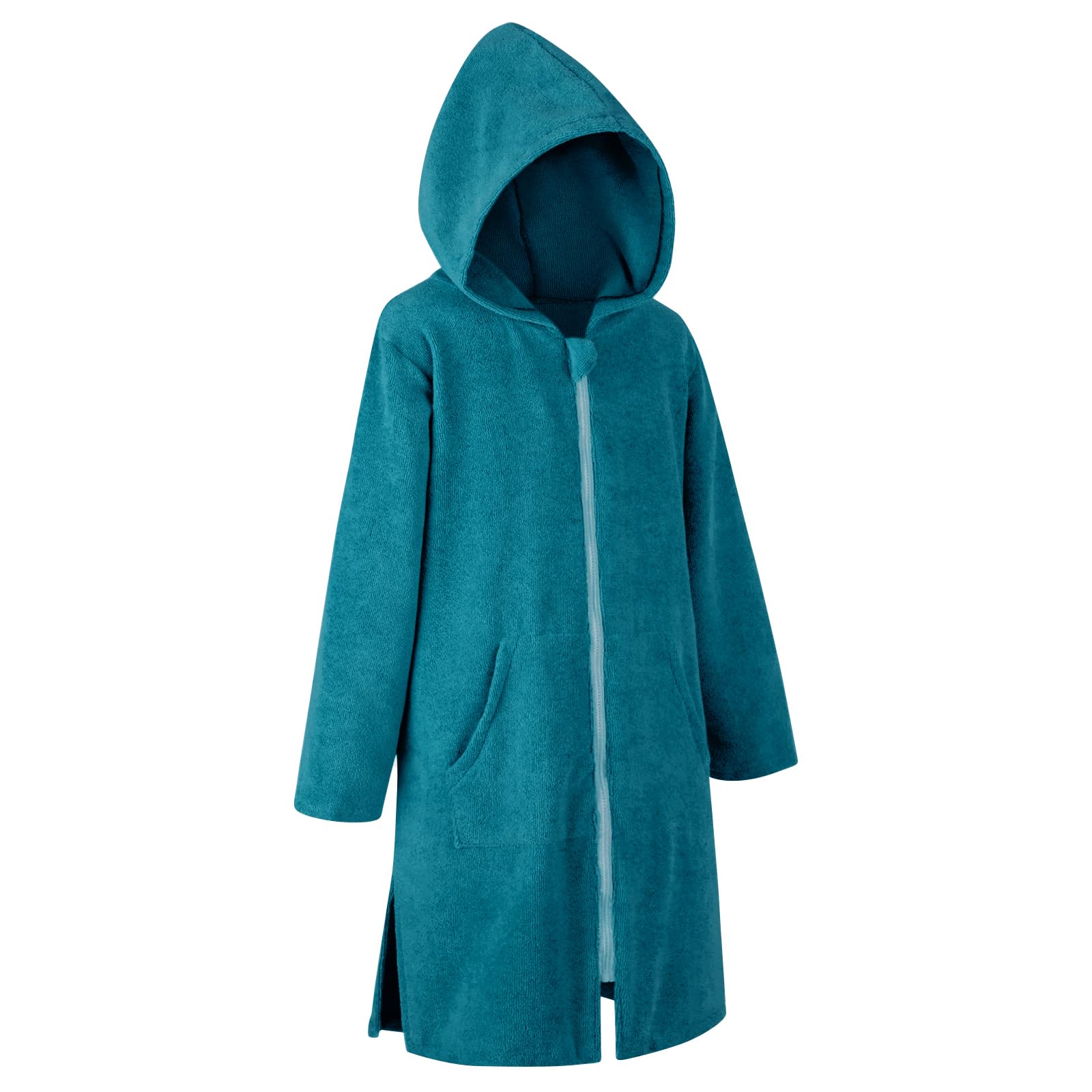 Amazon.com: MissShorthair Hooded Towel Robe for Kid, Zipper Beach Cover ...