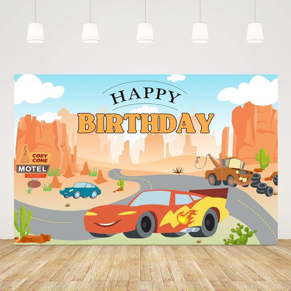 Amazon.com : Ticuenicoa 5x3ft Cars Backdrop for Birthday Party Cartoon ...