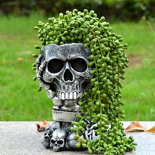 Amazon.com : LovTocTic Skull Planter, Gothic Planters for Halloween ...