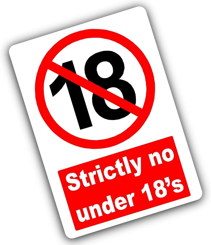 METAL Strictly No Under 18's Sign Aluminium Tin WHITE Warning Door ...