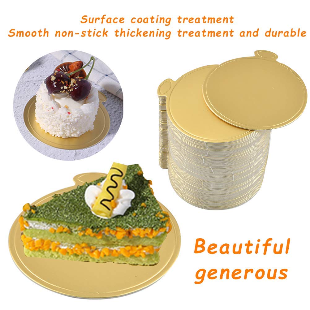 100pcs Mini Cake Board Round Cake Boards Gold Disposable Cake ...