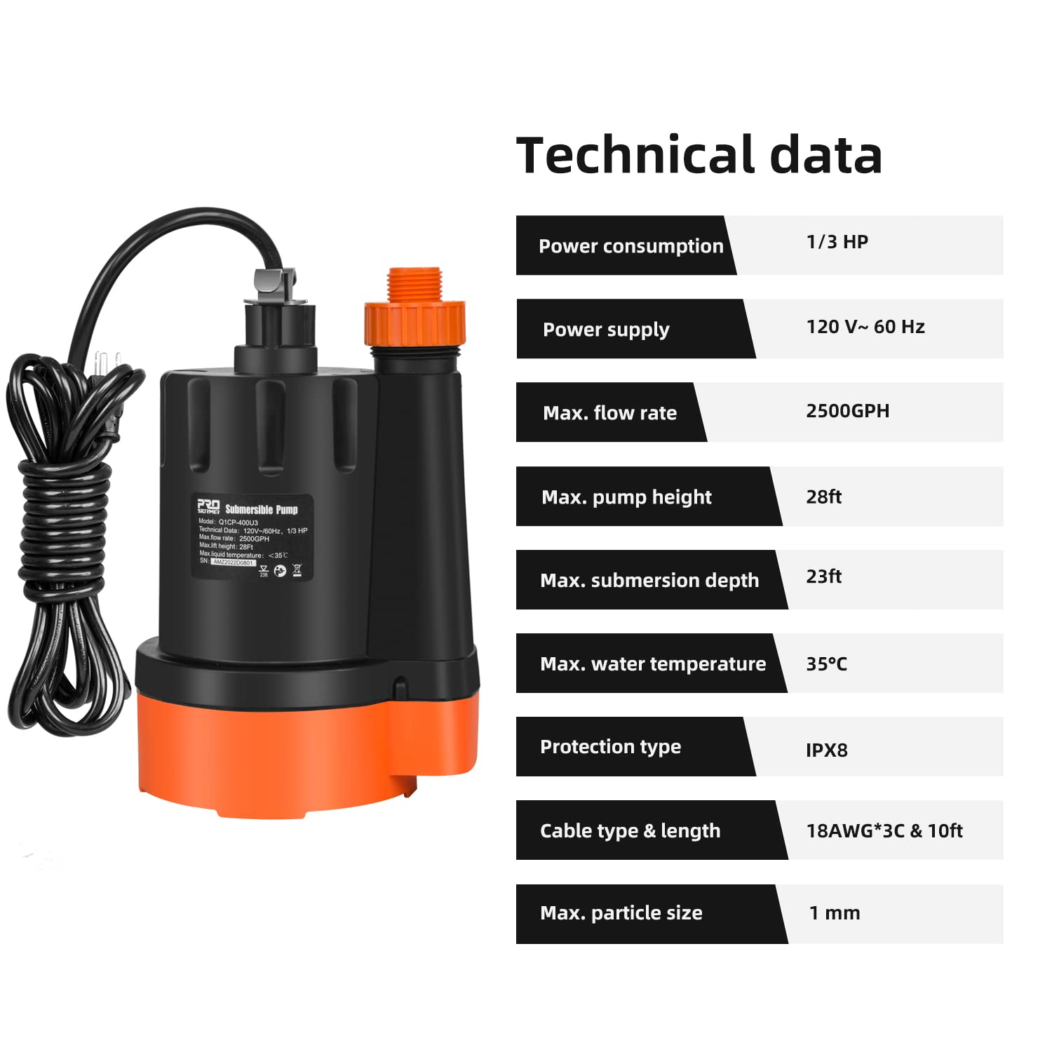 Sump Pumps Submersible Aquastrong Automatic Sump Pump, 1/2 HP ...