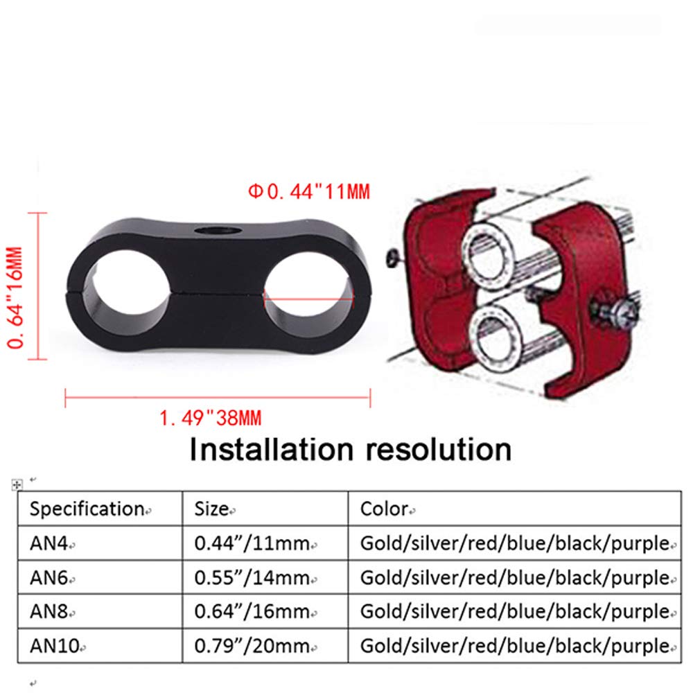 Snapklik.com : 4AN Hose Separator Clamp Aluminum Fuel Line Mounting ...