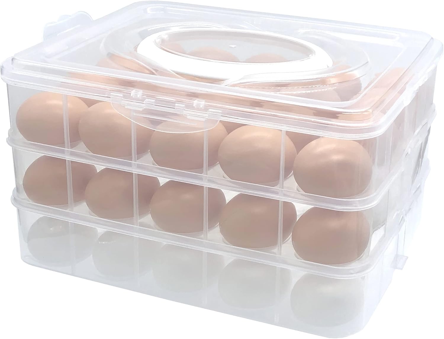 Amazon.com: Niurewan Egg Storage Box, 3-Layer Stackable Plastic ...