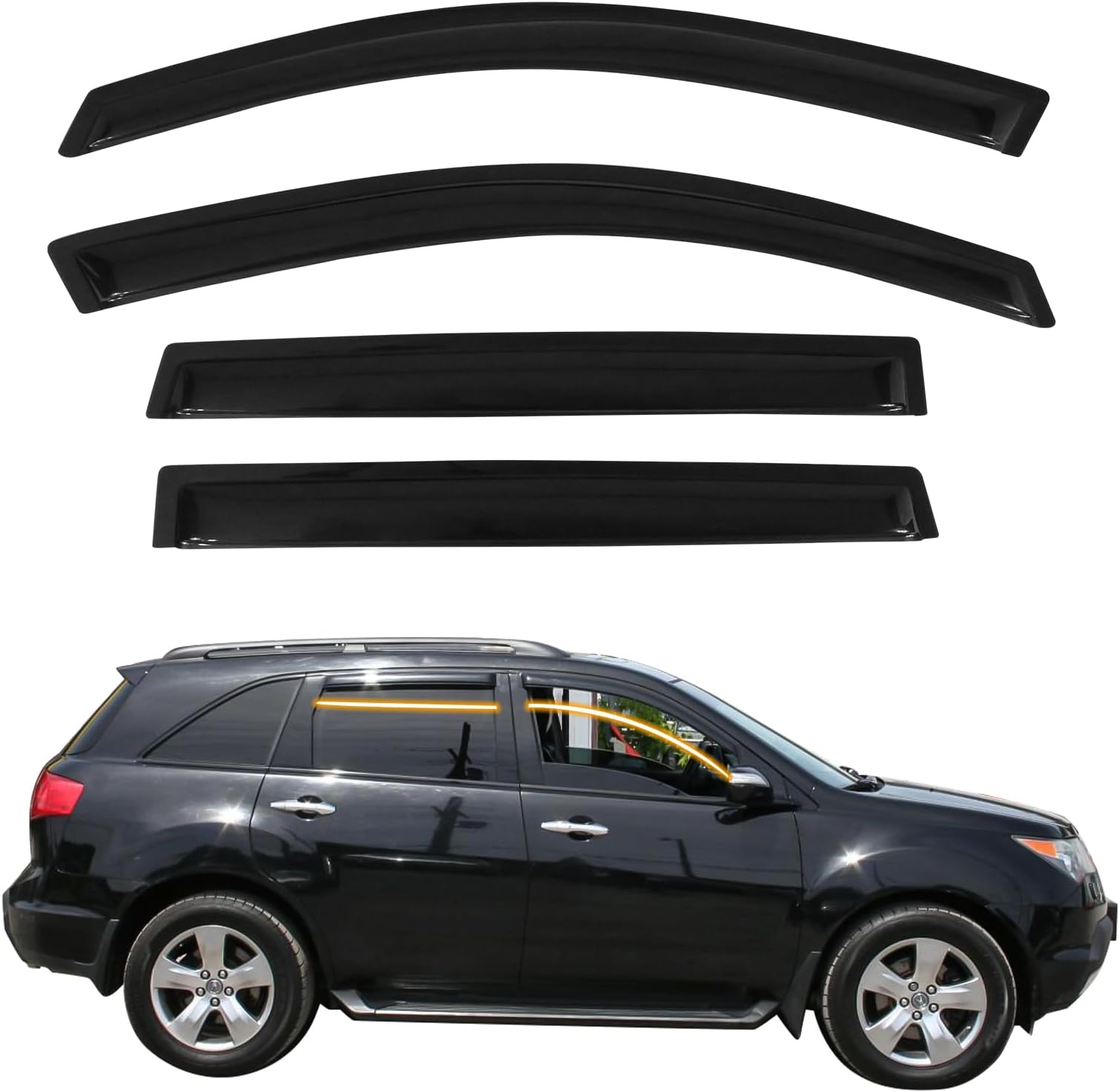 Amazon.com: MODILOVER Tape On Window Visor Deflectors Compatible with ...