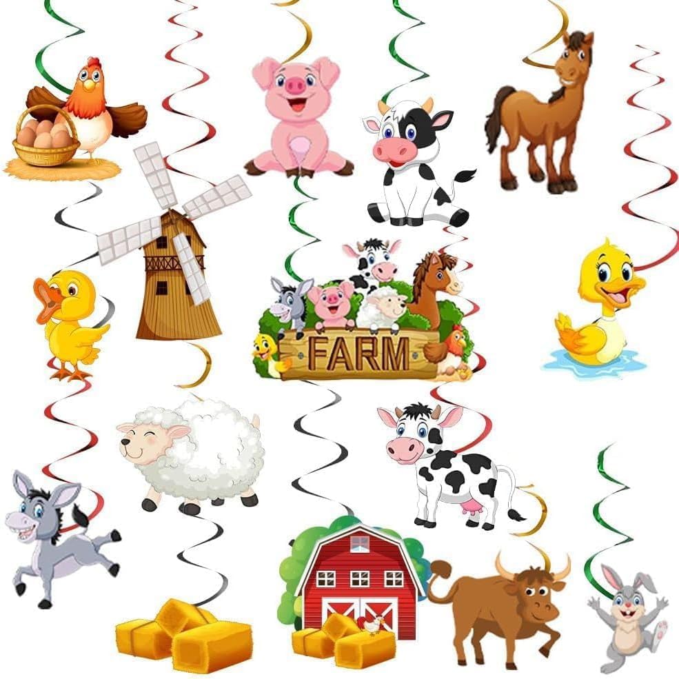 Amazon.com: Farm Animal Party Decorations Hanging Swirl,Animal Theme ...
