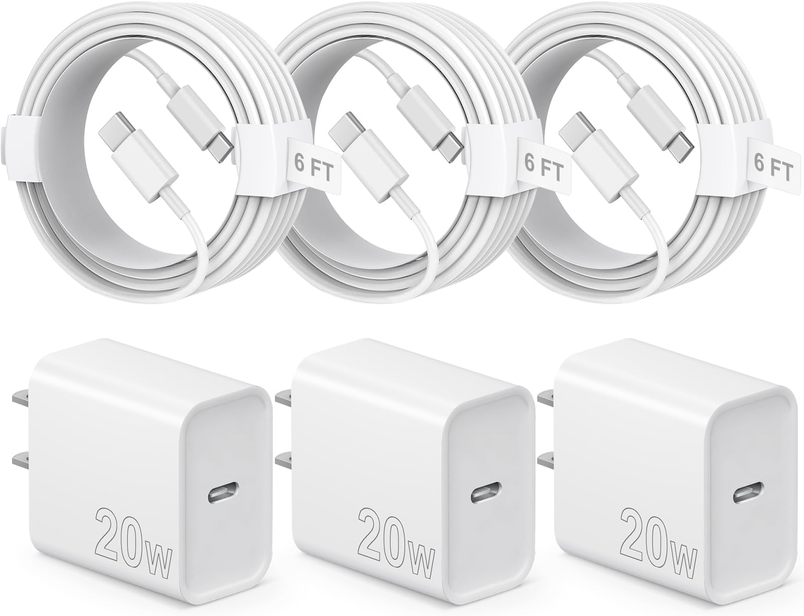 Amazon.com: iPhone 15 Charger Fast Charging USB C Charger 3-Pack Type C ...