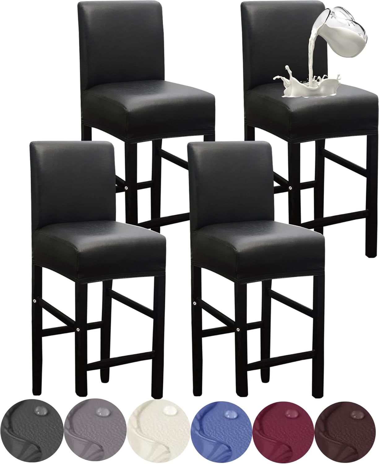 Amazon.com: HFCNMY Bar Stool Covers,4 Pack Stretch Waterproof PU Bar ...