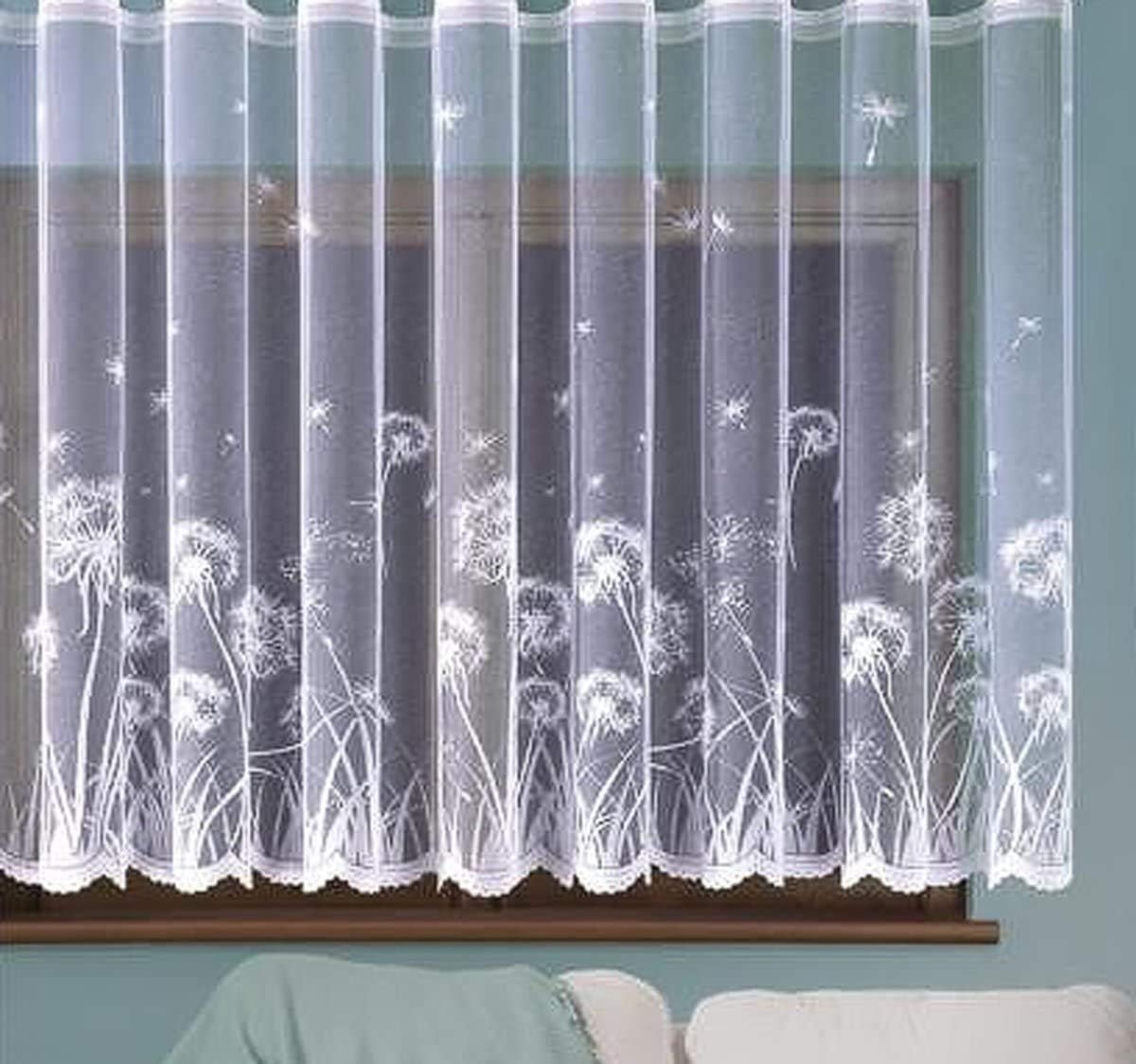 MforStyle White Net Curtain floral design Dandelions READY TO HANG Sold ...