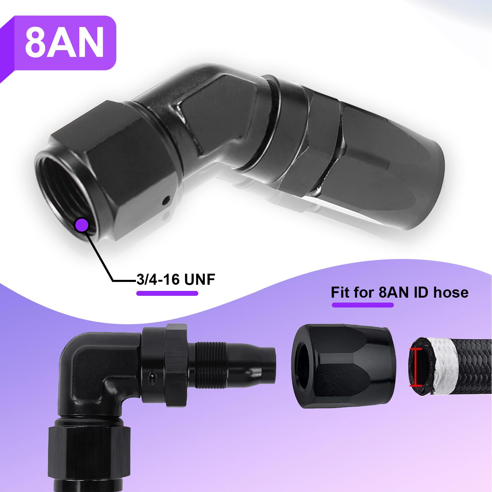Snapklik.com : BARTOO 8AN Hose End Fitting 45 Degree Swivel Coupler Low ...