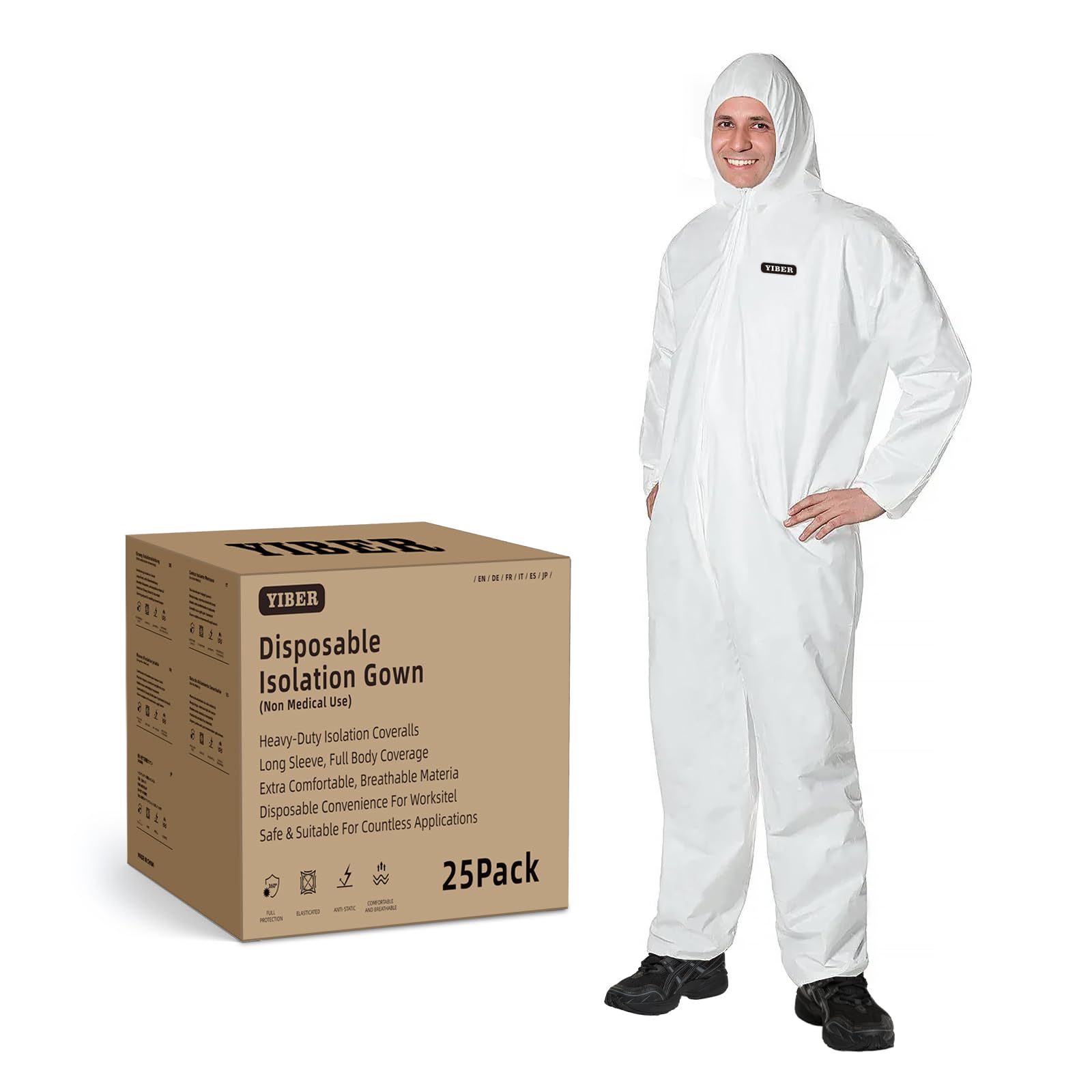 Amazon.com: Hazmat Suit Disposable Coverall | Heavy Duty Full Body ...