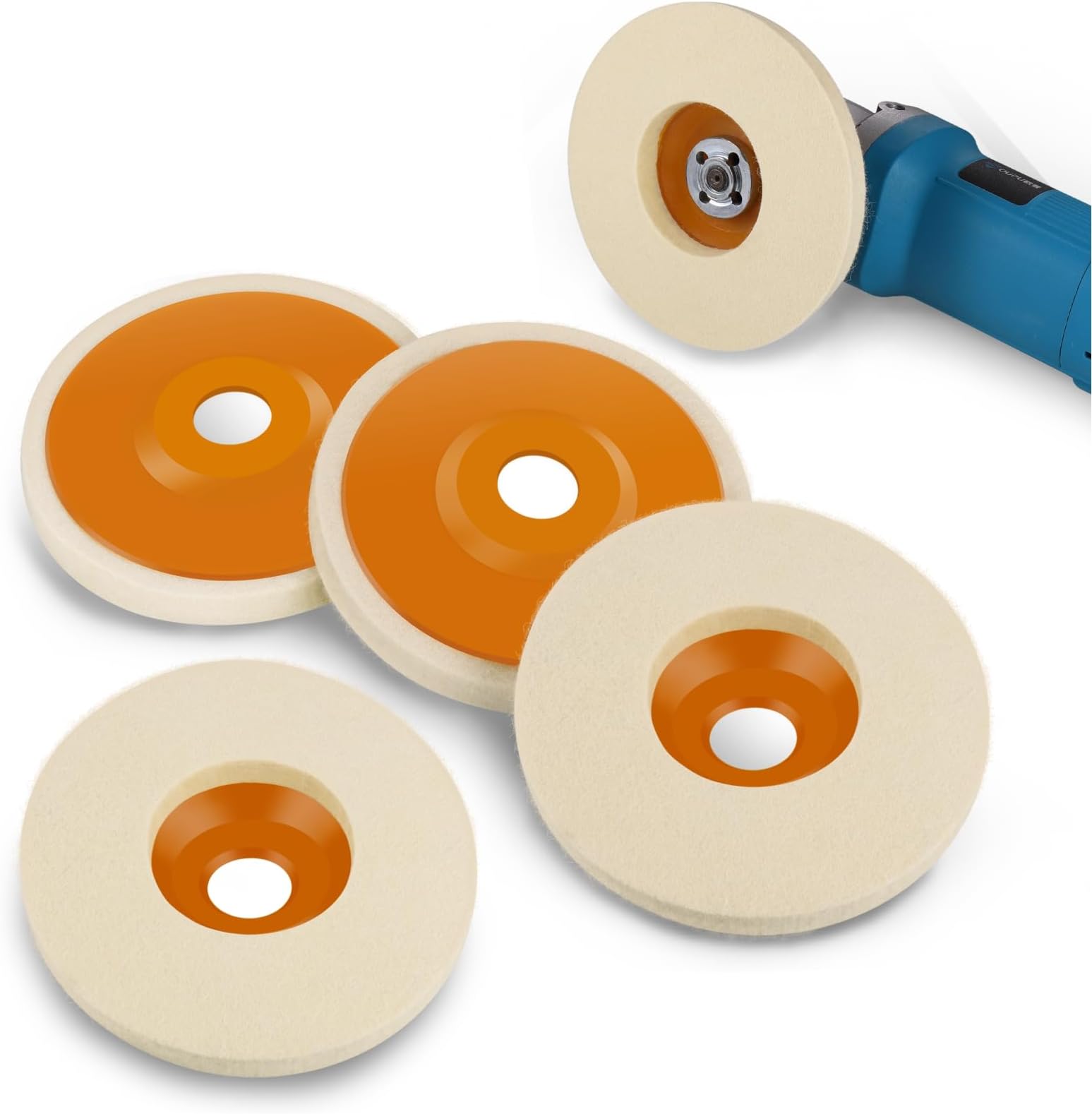 JIZZU 4 Pieces Wool Polishing Attachment Angle Grinder, 125mm Polishing ...