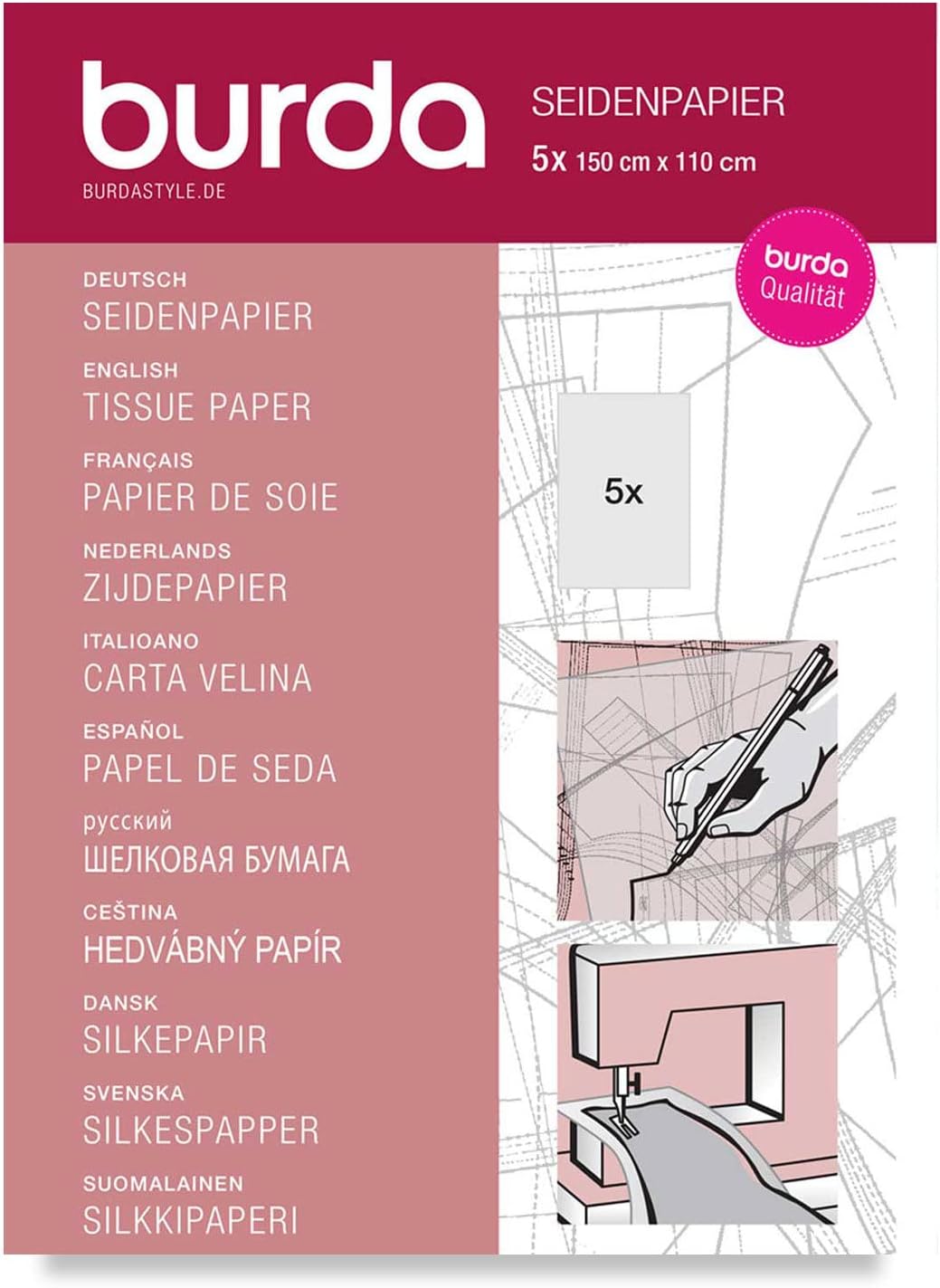 Burda Tracing Tissue Paper 150 x 110cm (5pk) Haberdashery : Amazon.co ...