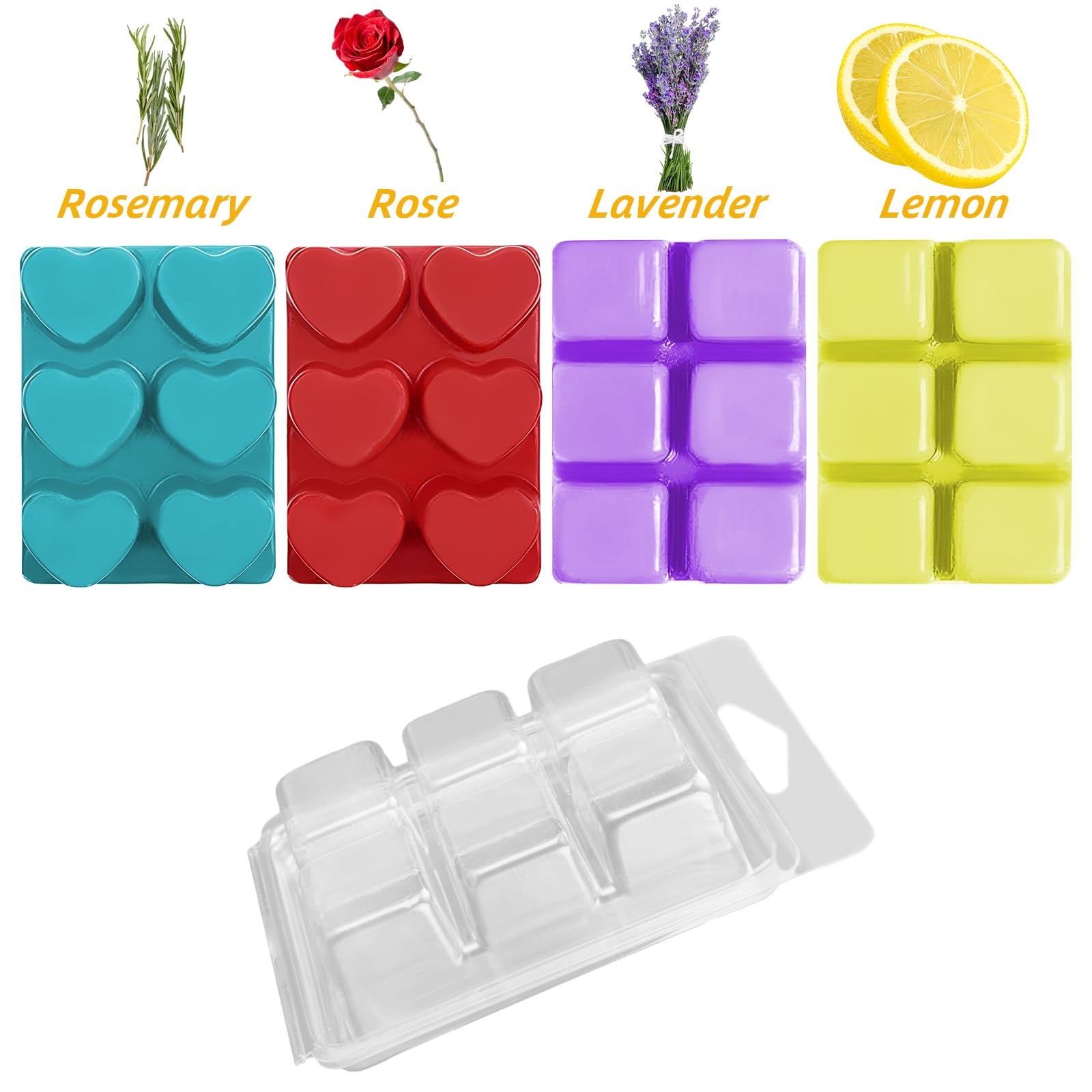 Snapklik.com : 200 Pack Wax Melt Clamshells, 6-Cavity Clear Plastic Wax ...