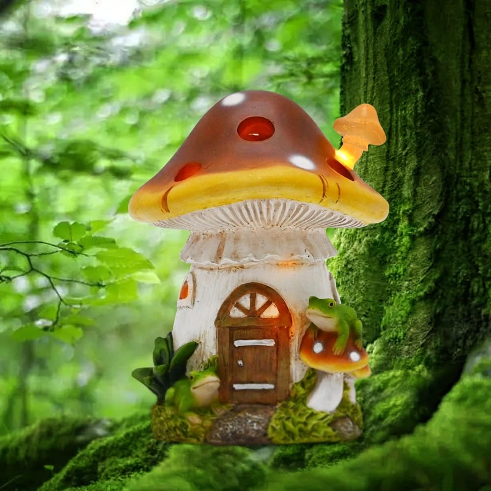 Amazon.com : Juliahestia Mushroom Garden Decor Solar Powered Statue ...