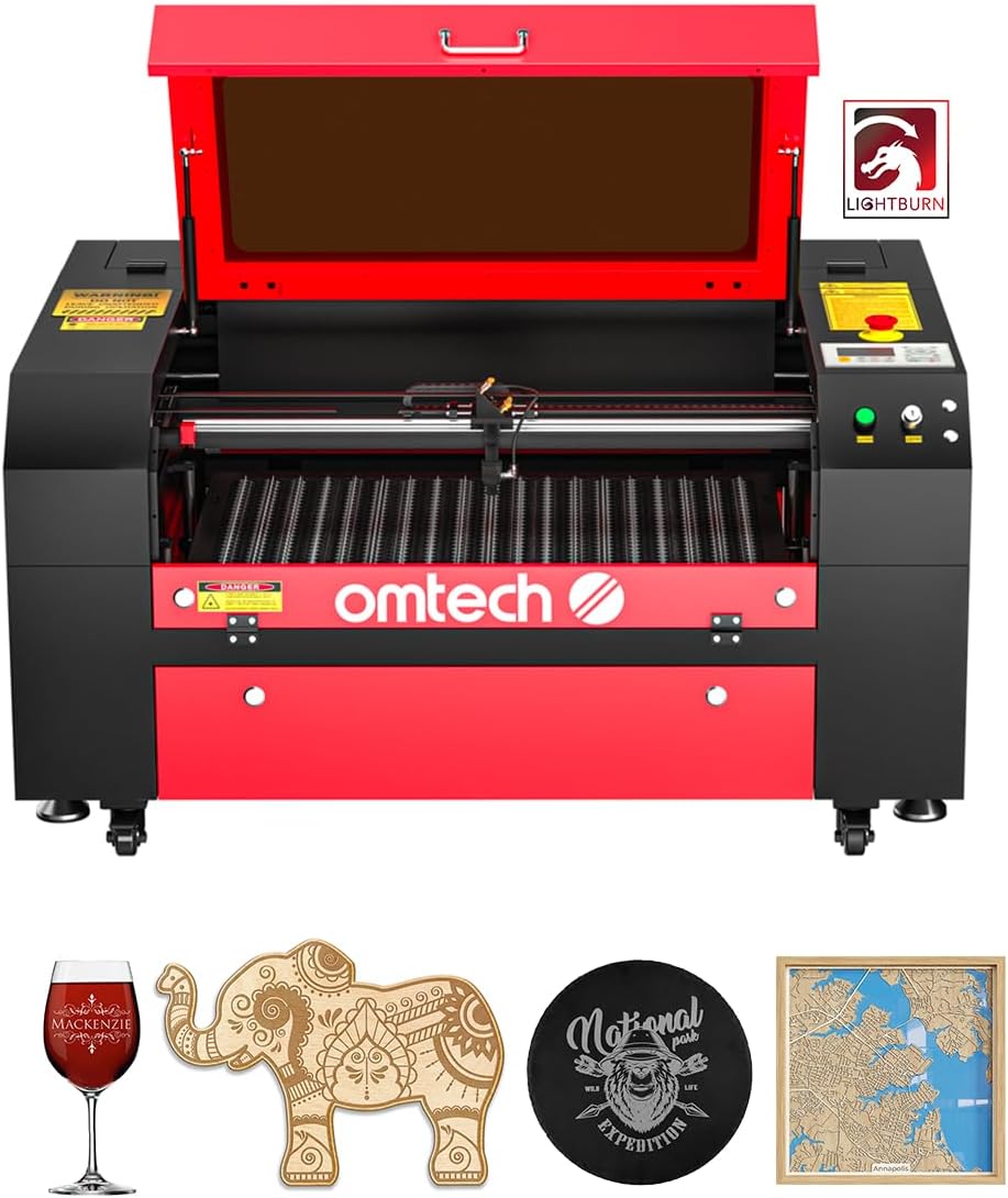 Amazon.com: OMTech 60W CO2 Laser Engraver with LightBurn, 28x20 Inch ...