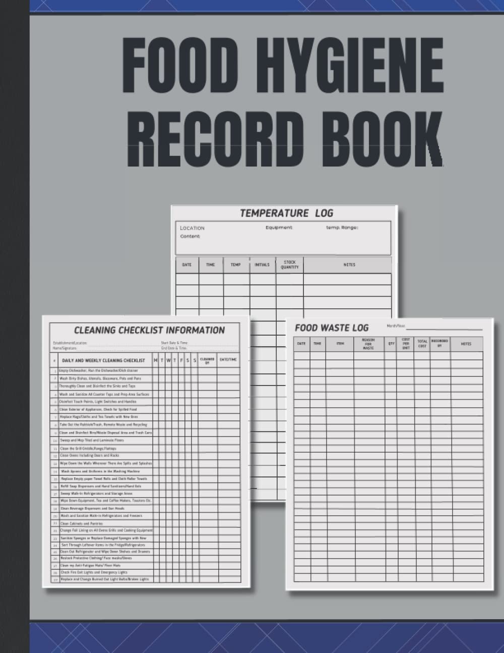 Food Hygiene Record Book: Fridge Temperature Log Book With Inventory ...