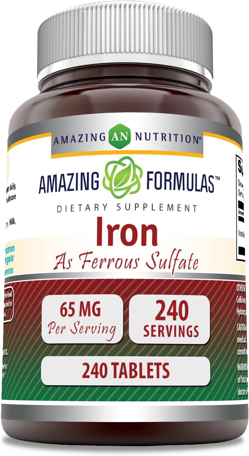 Amazon.com: Iron Ferrous Sulfate 65 mg | 250 Tablets | Iron Supplement ...