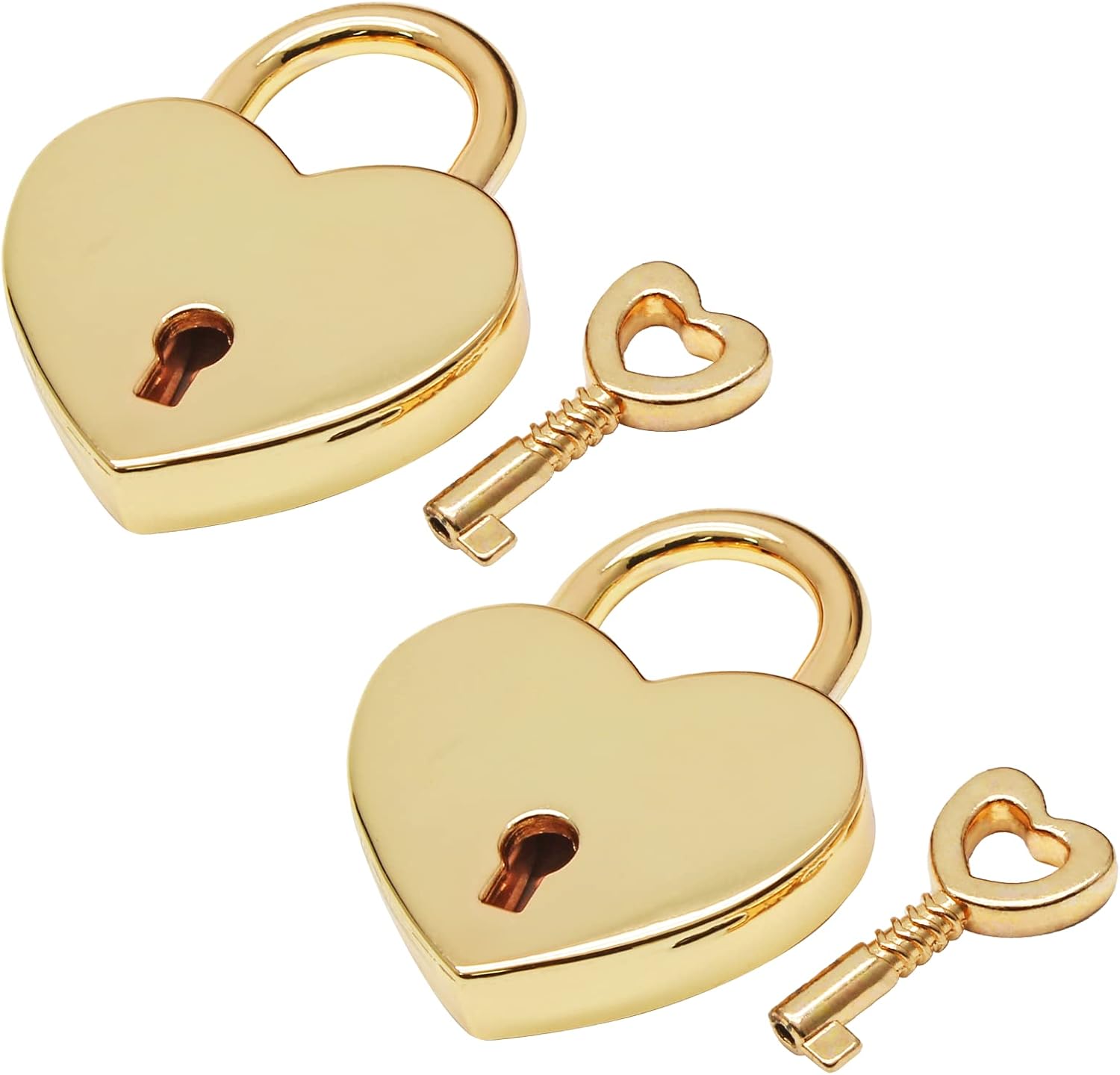 Waziaqoc 2PCS Heart Shaped Padlocks, Small Gold Padlock with Keys Metal ...
