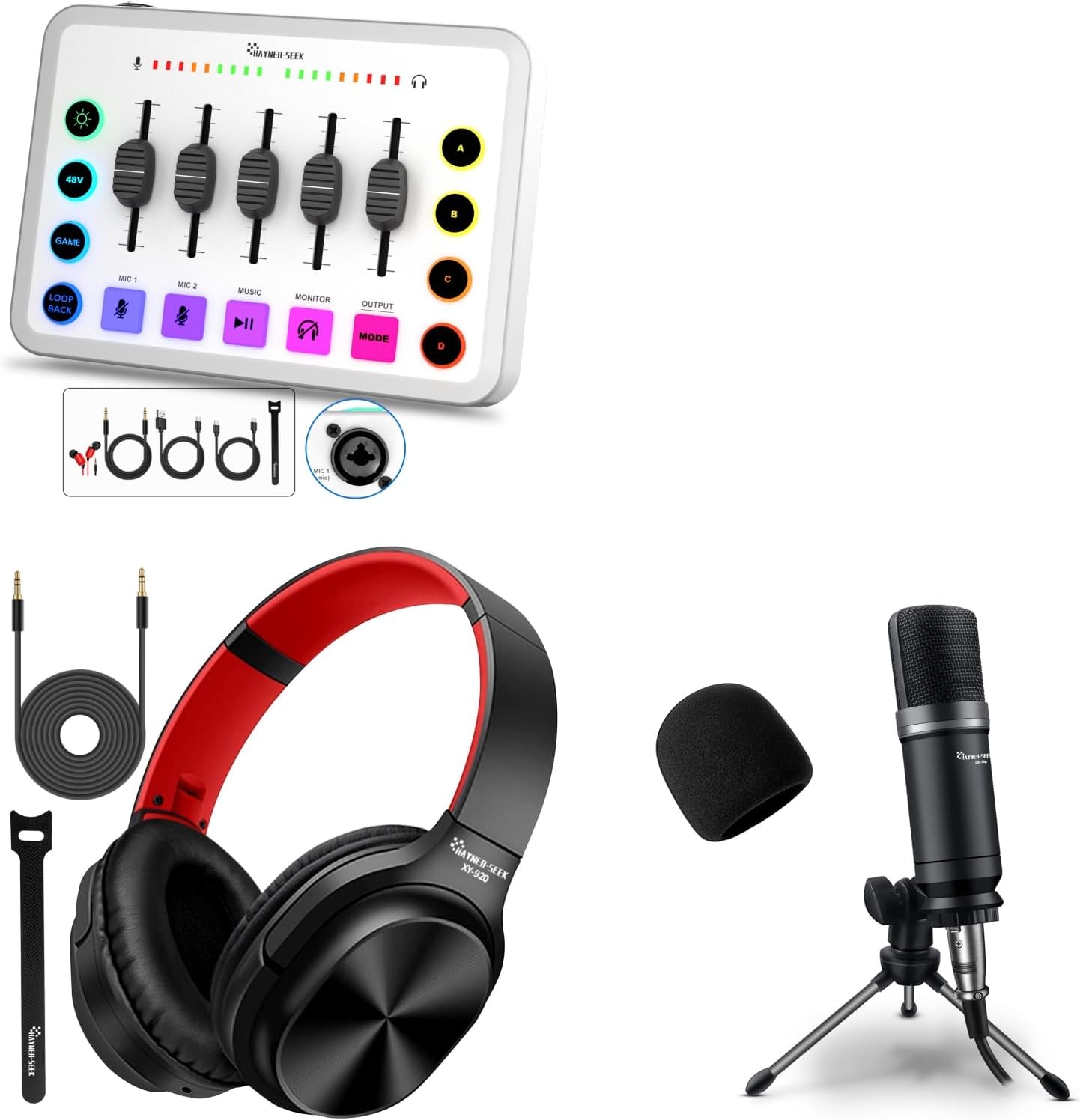 Amazon.com: Gaming Audio Mixer, RGB Streaming Mixer with XLR Microphone ...
