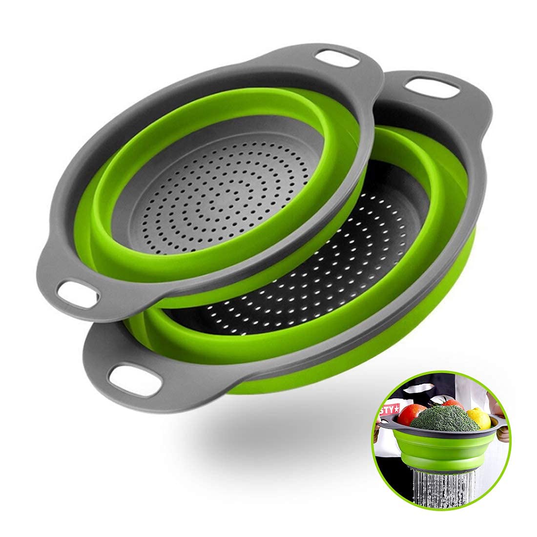 Amazon.com: HOWOON Basket Collapsible Colander Set of 2 Round Silicone ...