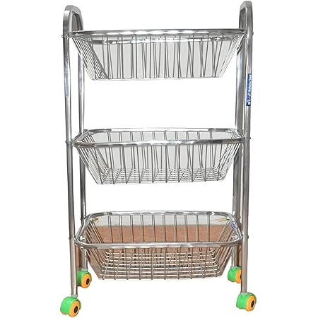WayMore® Stainless Steel 3-Tier Rack Fruits & Vegetable Onion Trolley ...