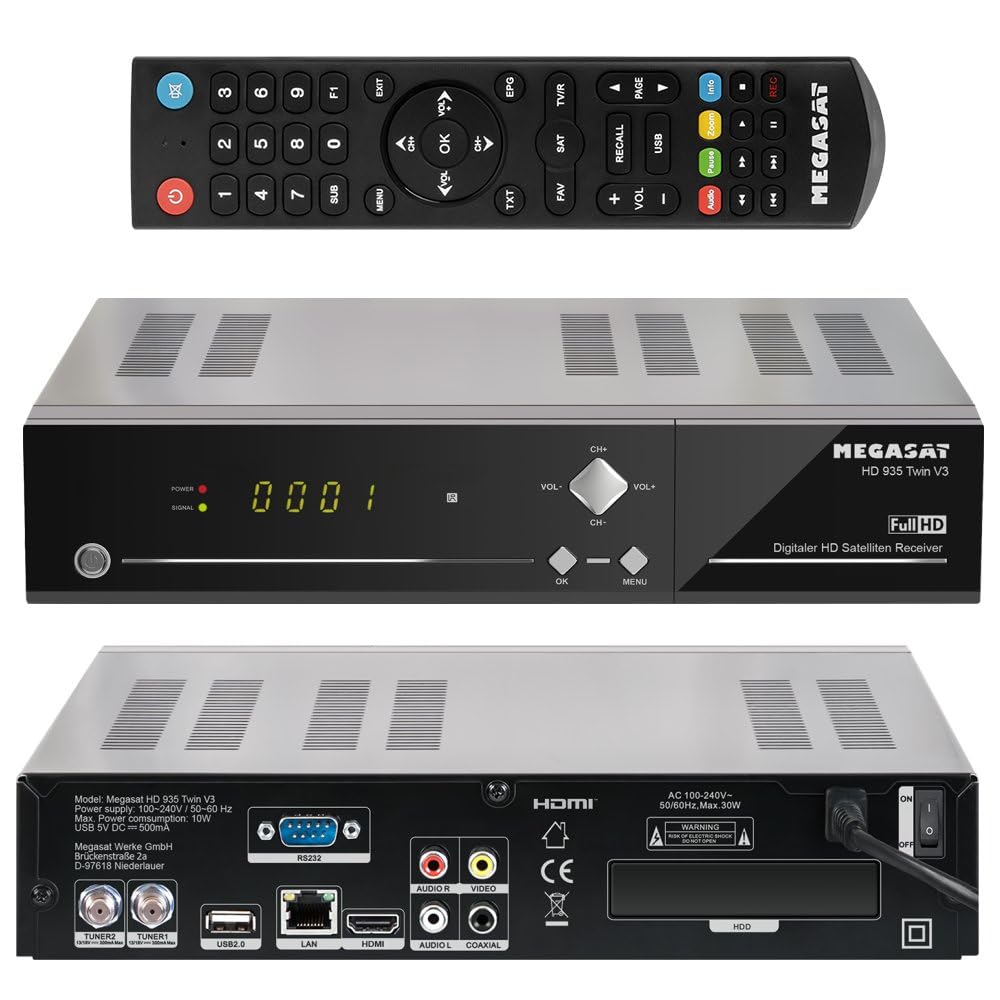Megasat HD 935 Twin V3 HDTV Sat Receiver 1080p Ink. 1TB Festplatte ...