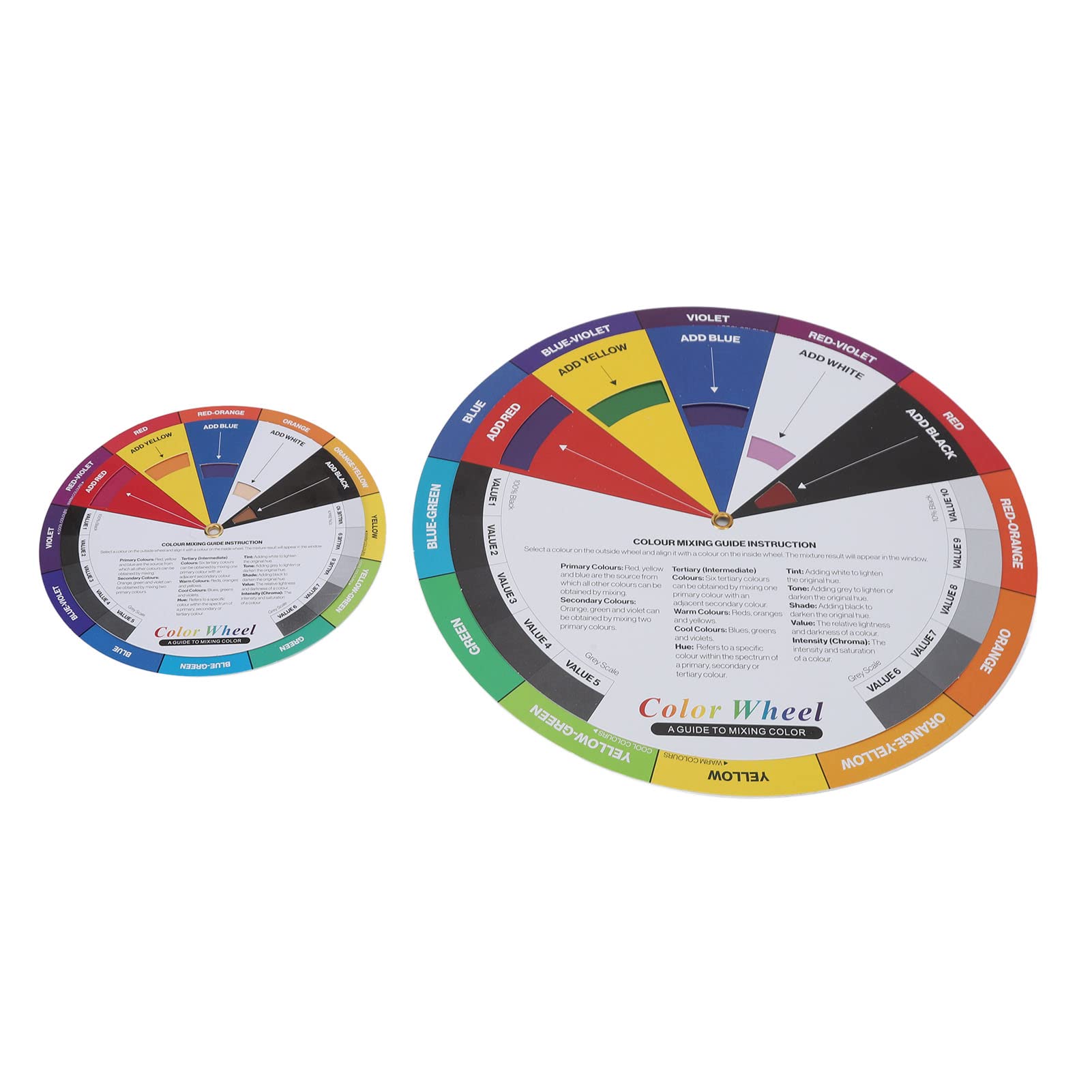 Buy 2 Pieces Color Wheel, 2 Different Size Color Mixing Learning Guides ...