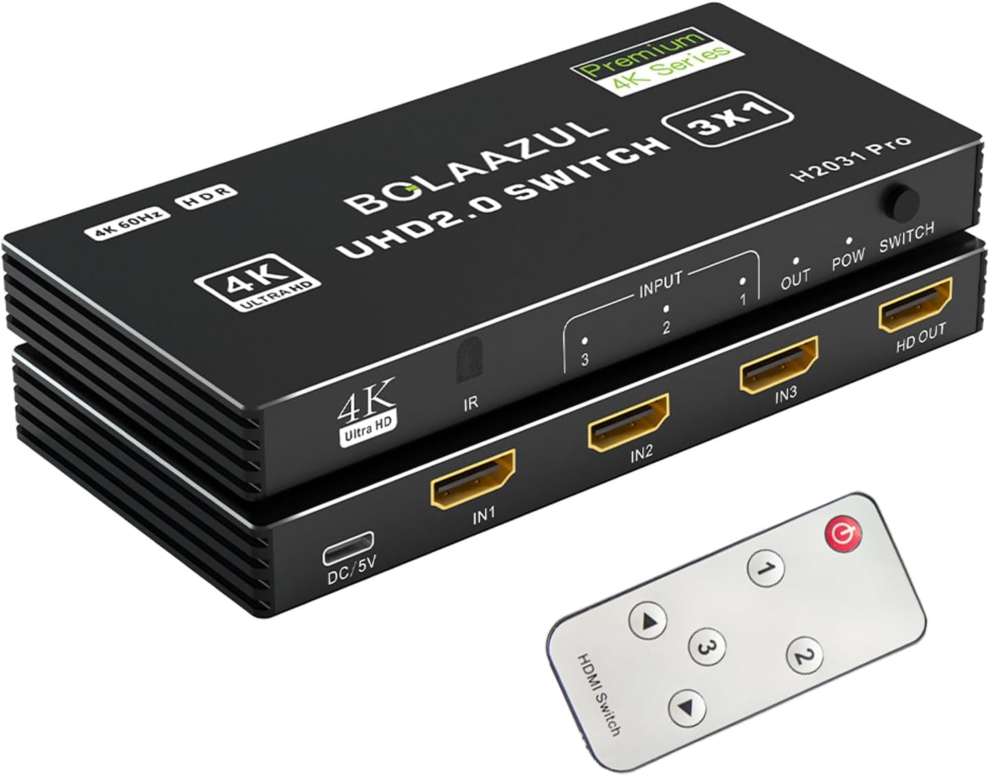 Amazon.com: HDMI Switch 4 in 1 Out 4K@60Hz, BolAAzuL HDMI to HDMI Port ...