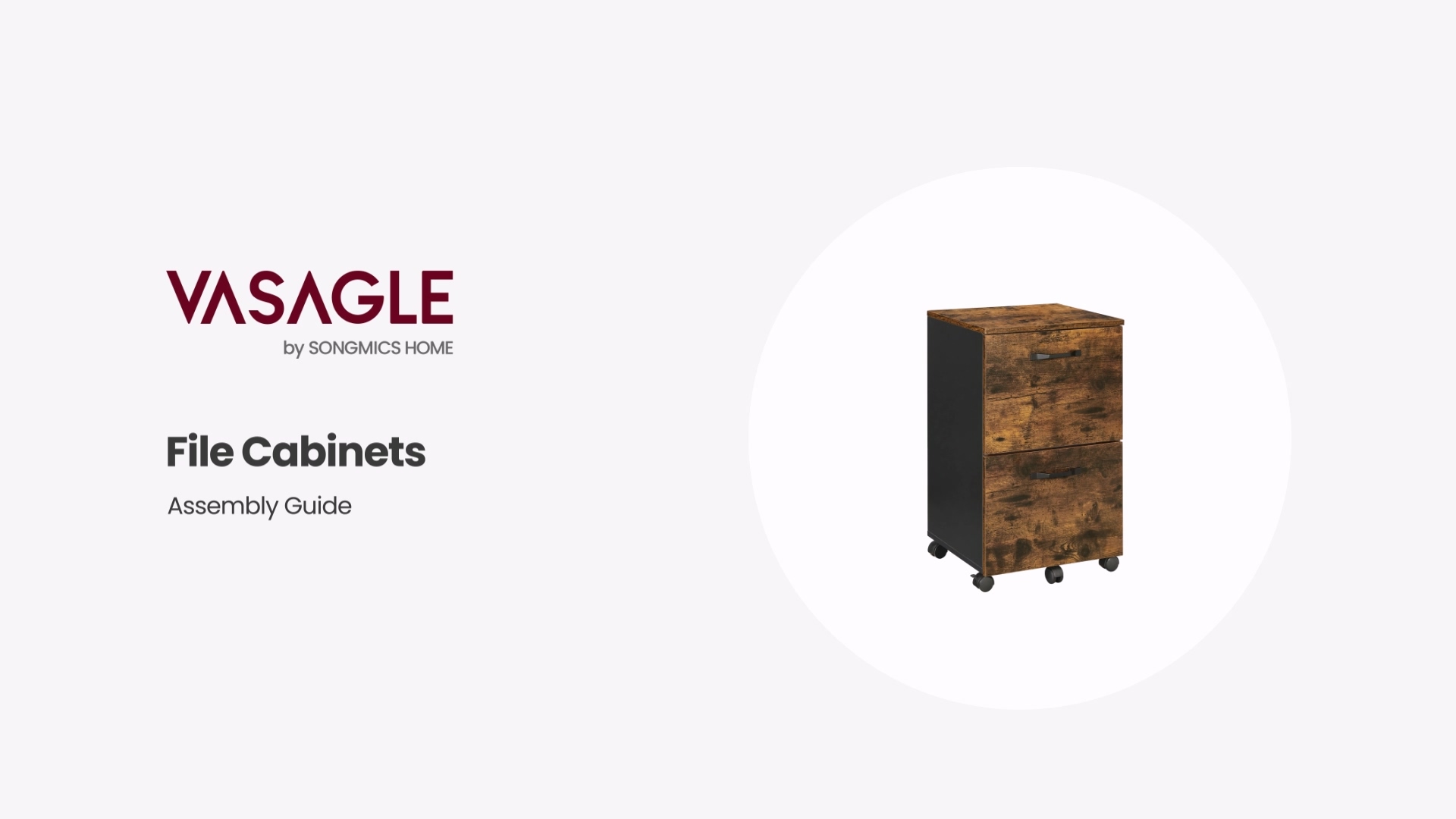 Display Cabinet VASAGLE 2-Drawer File Cabinet, Locking Filing Cabinet ...