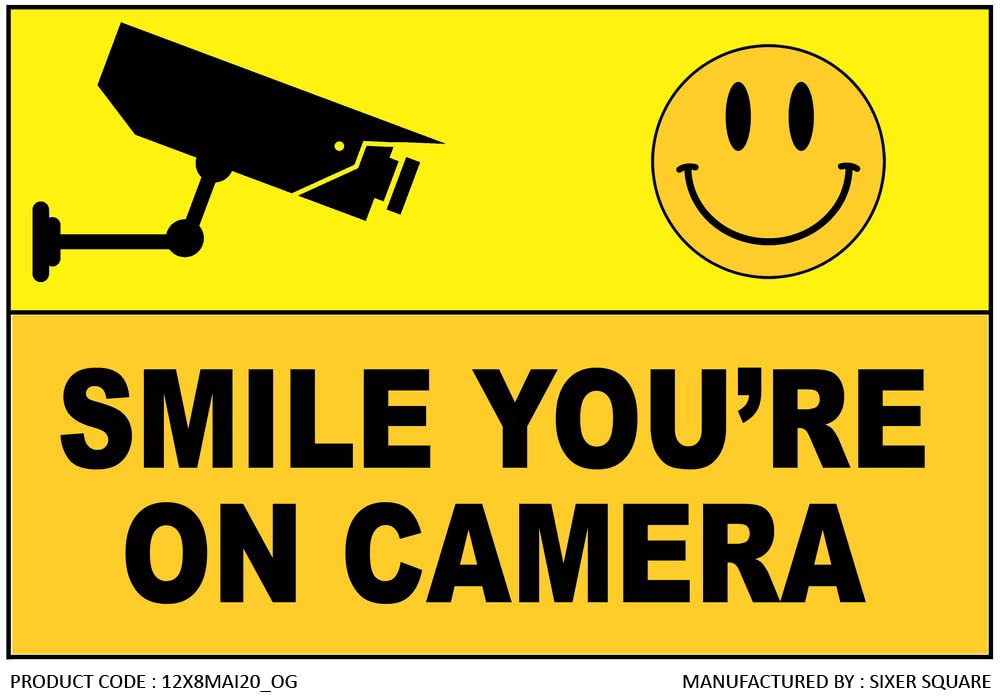 VAAIMAI CCTV Camera Surveillance Sign Board | Smile You are On Camera ...