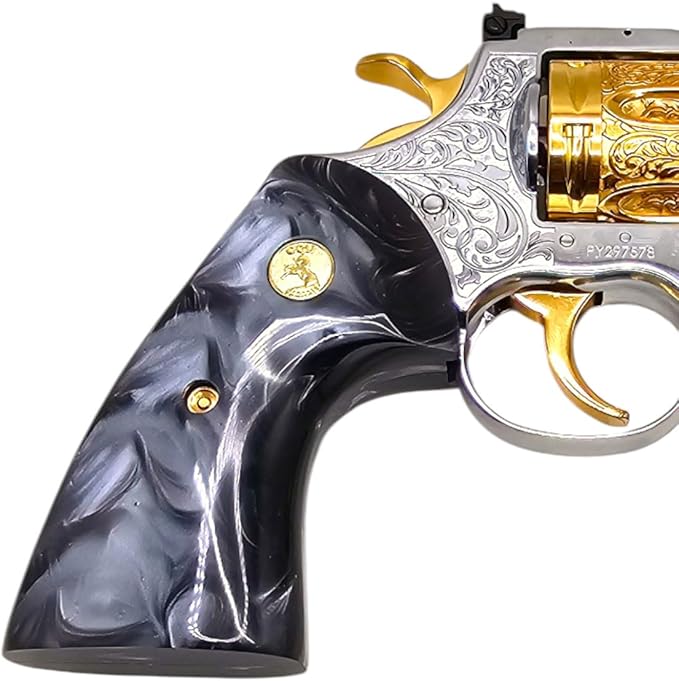 Amazon.com : Black Pearl Grips for Colt Python & Anaconda with 24K Gold ...