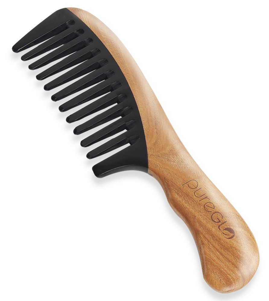 Amazon.com : Wide Tooth Detangling Comb - pureGLO Anti-Static Horn ...