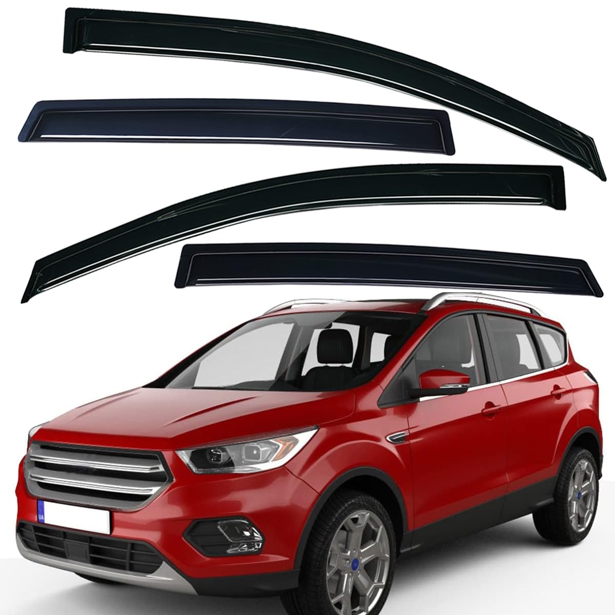 Lightronic WV94383 Outside-Mount Side Window Visor Deflector Rain Guard ...